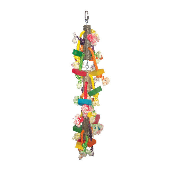 A & E Cage Happy Beaks Hanging Wood Blocks on Rope Large Bird Toy ...